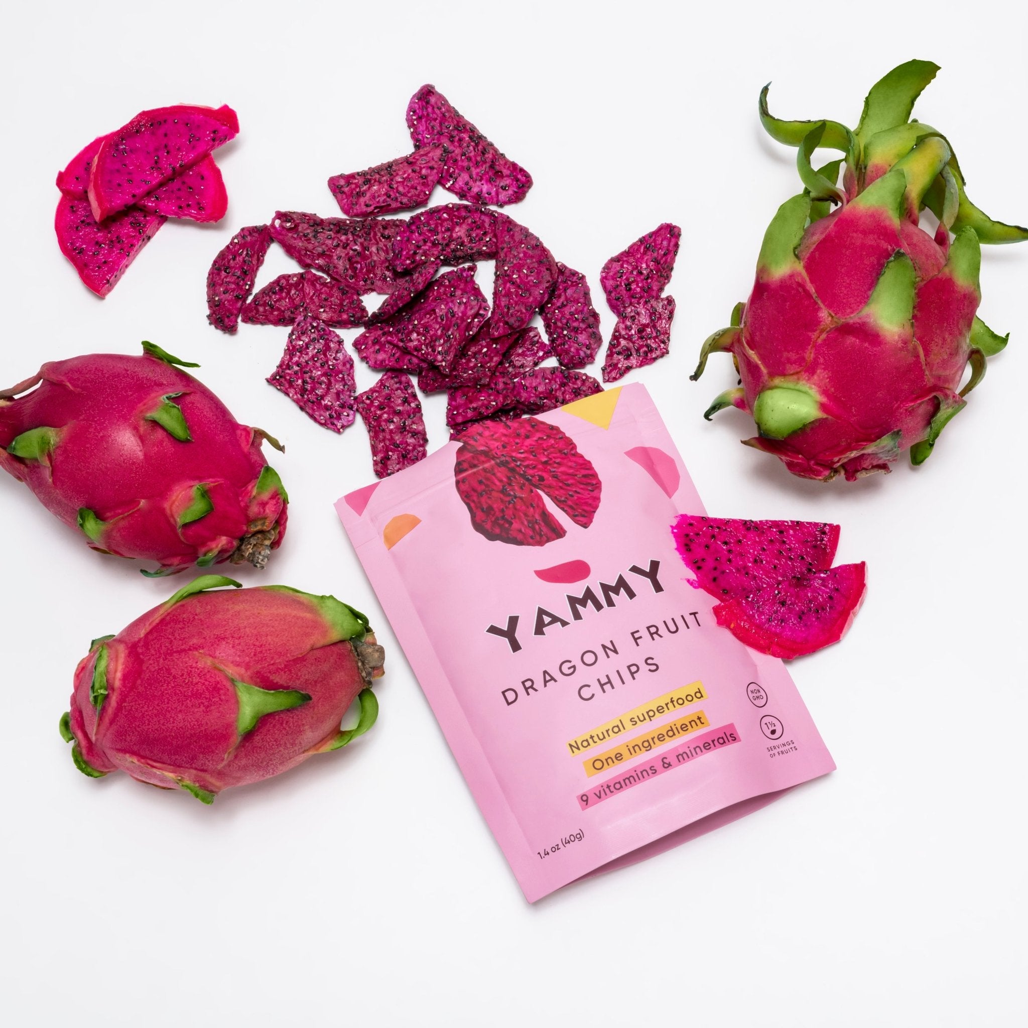 Yammy Dried Dragon Fruit Chips 1 Ingredient Superfood Snack – Yammy 1 Ingredient Superfood Snacks